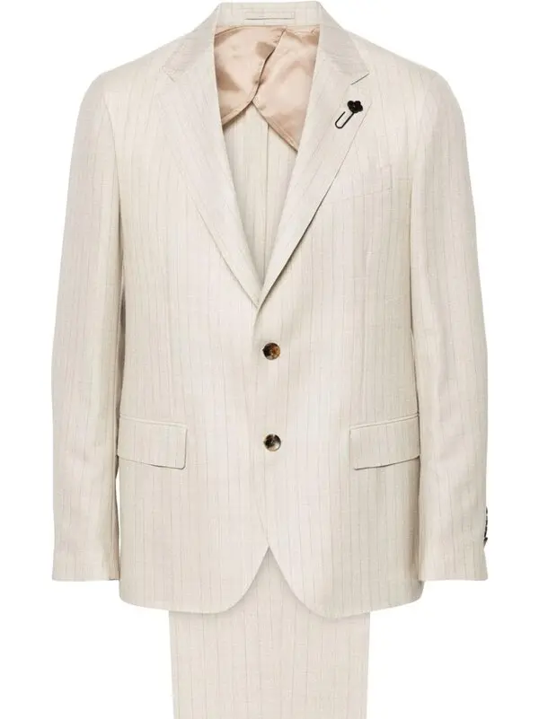 LARDINI Pinstriped Lightweight-wool Suit - Neutrals