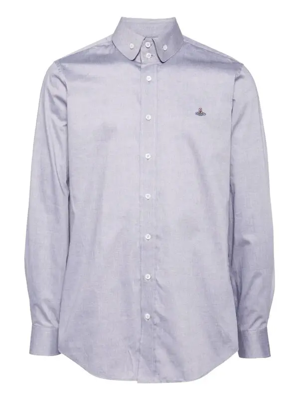 VIVIENNE WESTWOOD Embroidered-orb Cotton Shirt - Grey