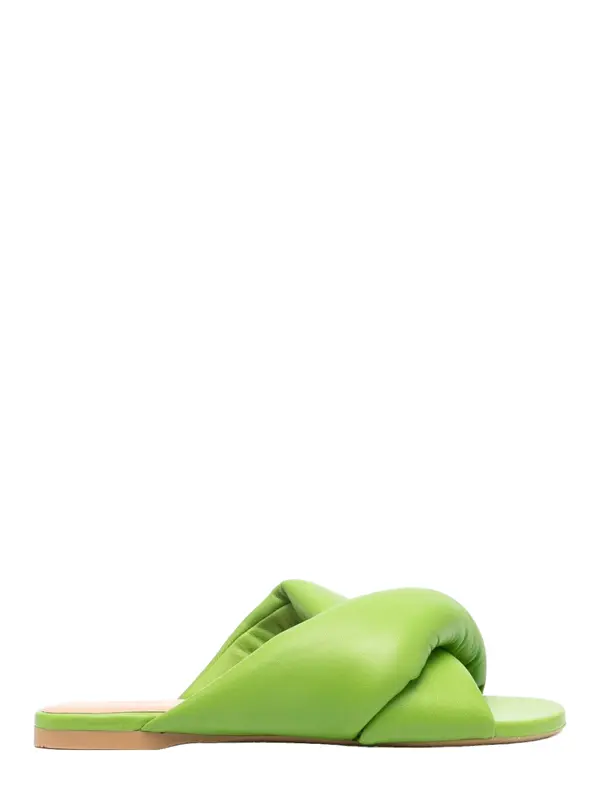 JW Anderson Leather Flat Sandals - Green
