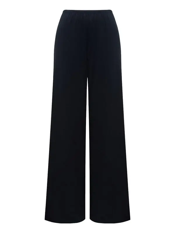12 STOREEZ Silk-jersey Wide-leg Trousers - Black