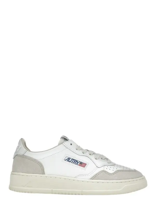 AUTRY Medalist Leather Low Suede Sneakers - White/beige