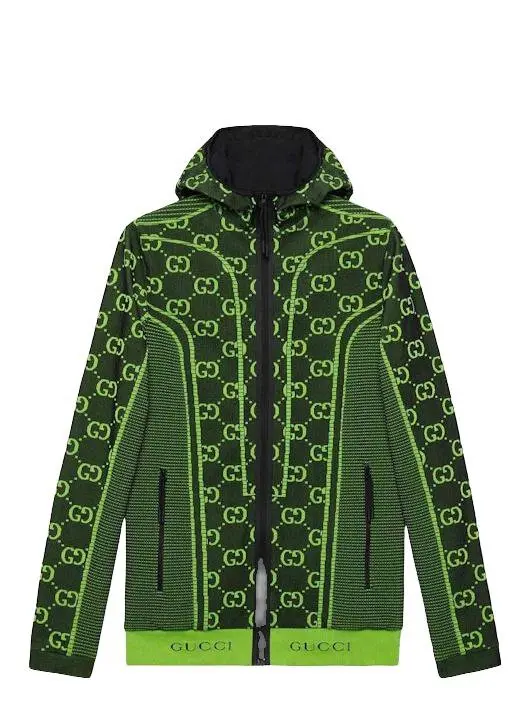 Gucci Gg Tubular Jersey Zip Jacket - Black/green