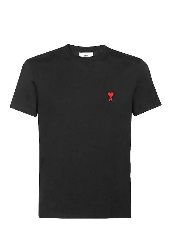 Ami Small Red De Coeur T-shirt - Black