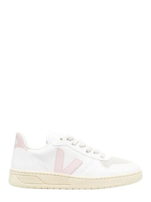 VEJA V-12 Leather Sneakers - White/pink
