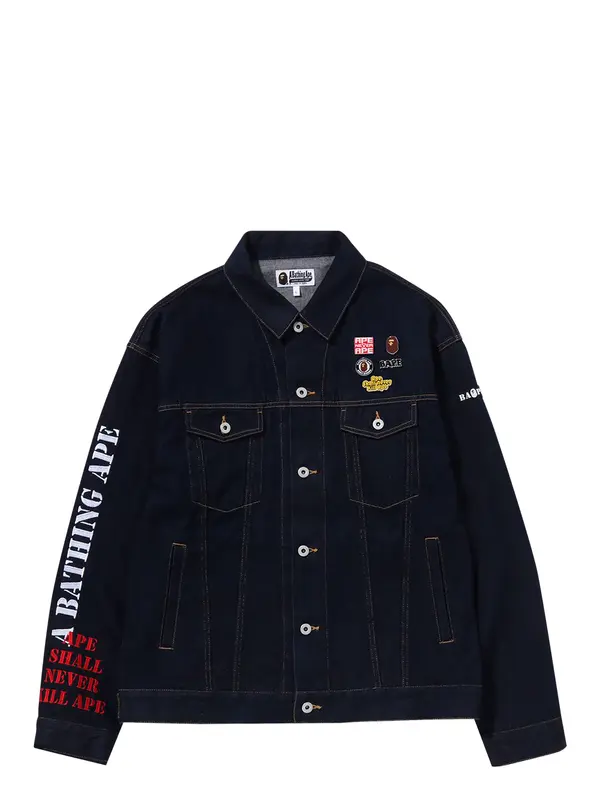 BAPE Multi Motif Loose Fit Denim Jacket - Blue