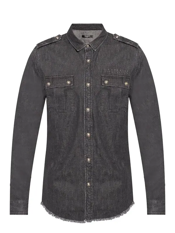 Balmain Cotton Denim Shirt - Black