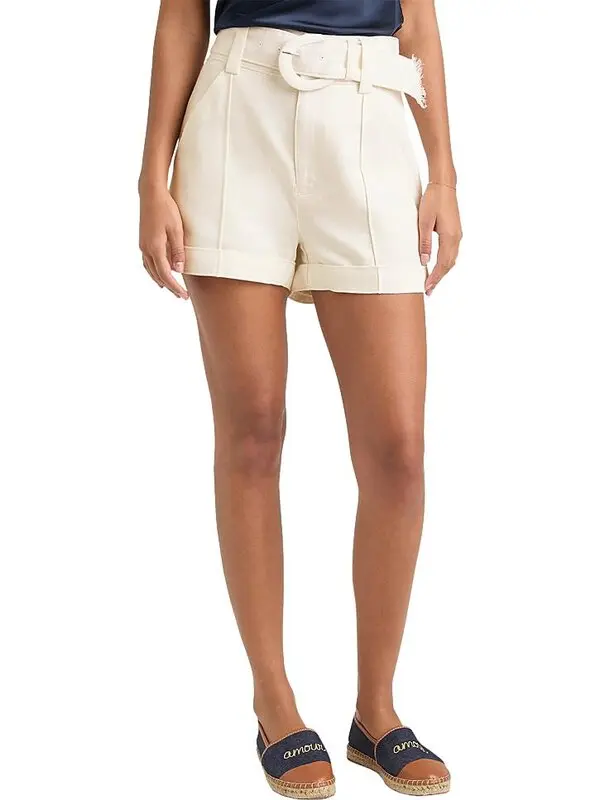 Cinq À Sept Linen-blend Belted Shorts - Ivory