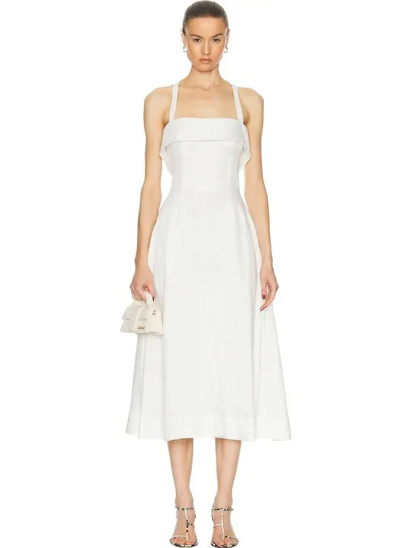 NICHOLAS Carmelia Banded Corset Midi Dress - Milk