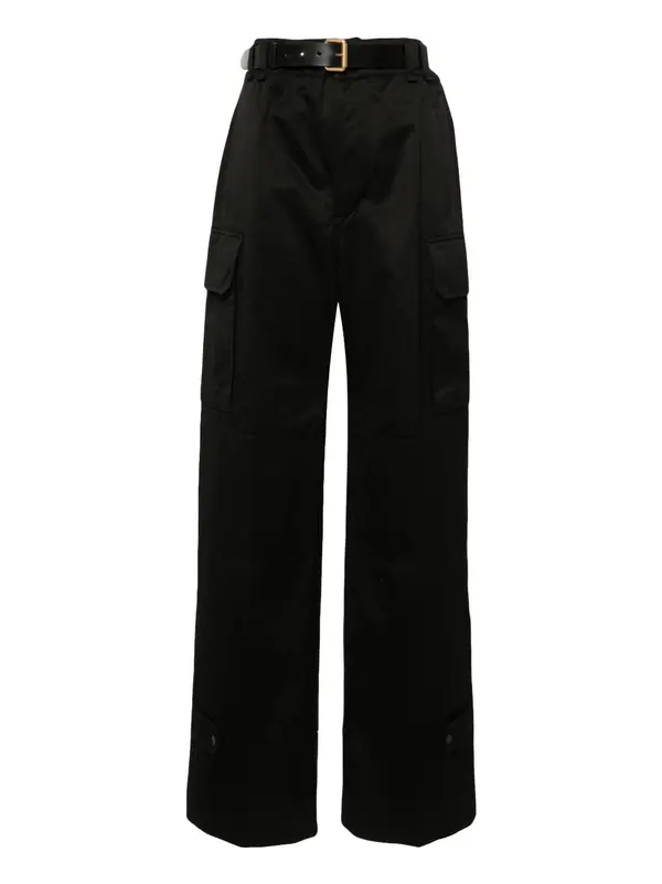 Saint Laurent Cassandre High-waist Cargo Trousers - Black