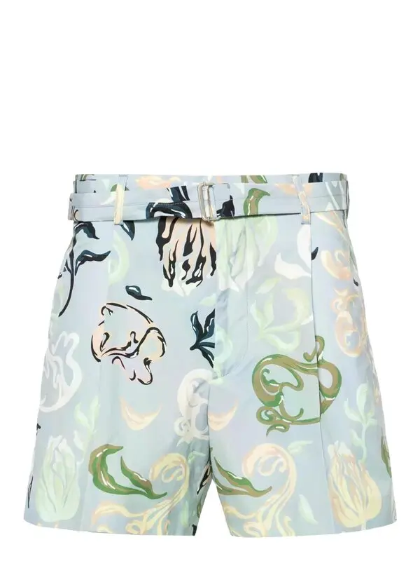 LANVIN Abstract-print Bermuda Shorts - Blue