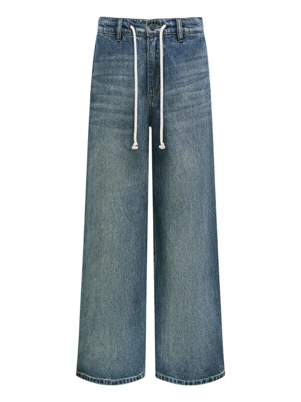 12 STOREEZ Mid-rise Wide-leg Denim Jeans - Blue