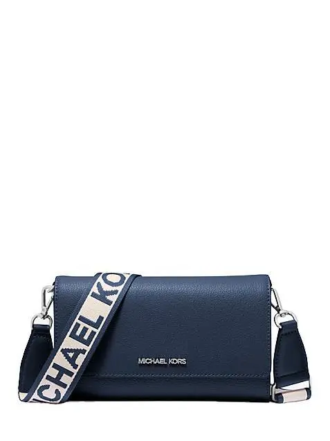 Michael Kors Jet Set Large Leather Crossbody Bag - Blue
