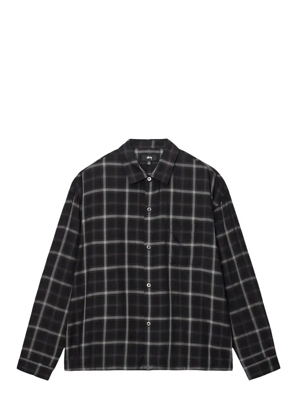 StÜssy Shadow Plaid Rayon Shirt - Black