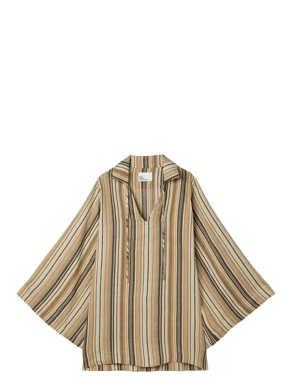 Lisa Marie Fernandez Striped Linen-blend Tunic - Brown