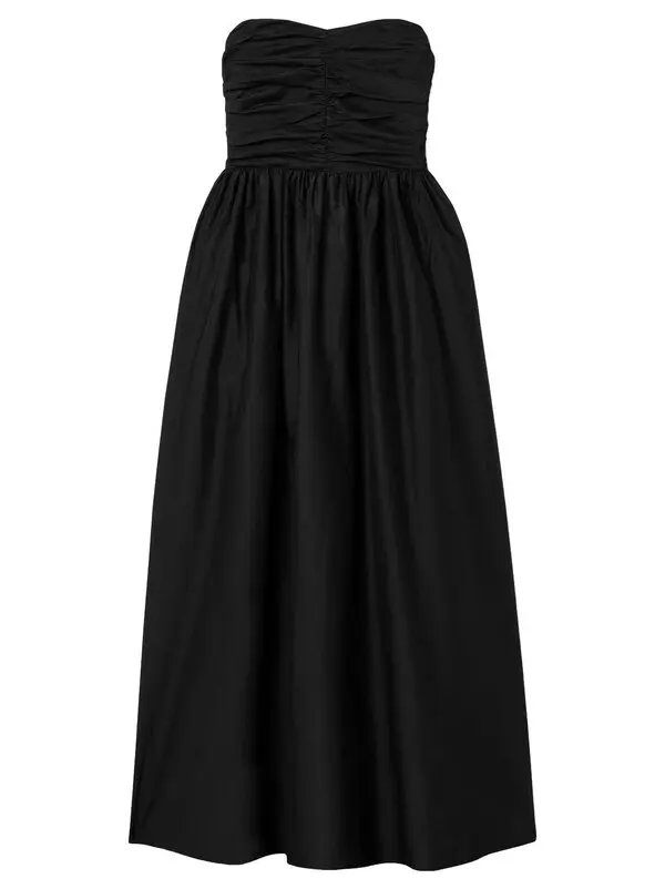 Matteau Organic Cotton And Silk-blend Halterneck Maxi Dress - Black