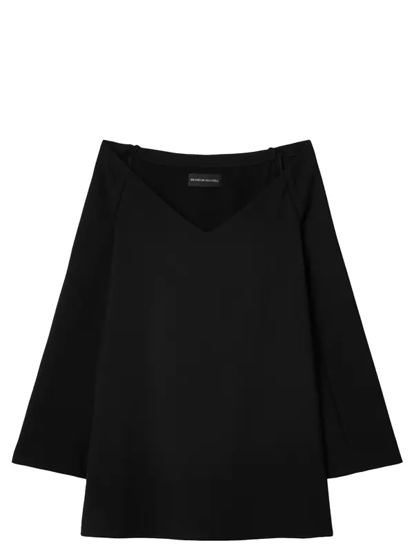 Brandon Maxwell The Zayna Off-the-shoulder Wool-blend Mini Dress - Black