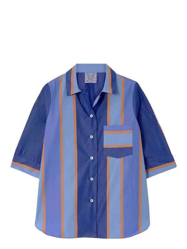 Thierry Colson Zouk Striped Cotton-poplin Shirt - Blue