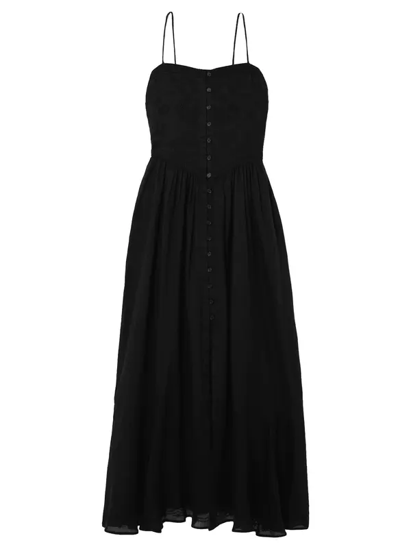 Isabel Marant Erika Embroidered Ramie Midi Dress - Black