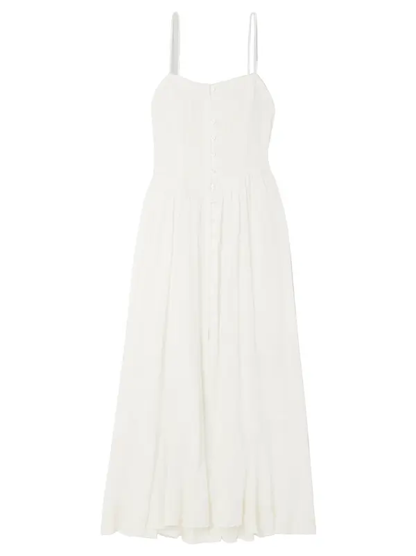 MARANT ETOILE Isabel Marant Erika Embroidered Ramie Midi Dress - White