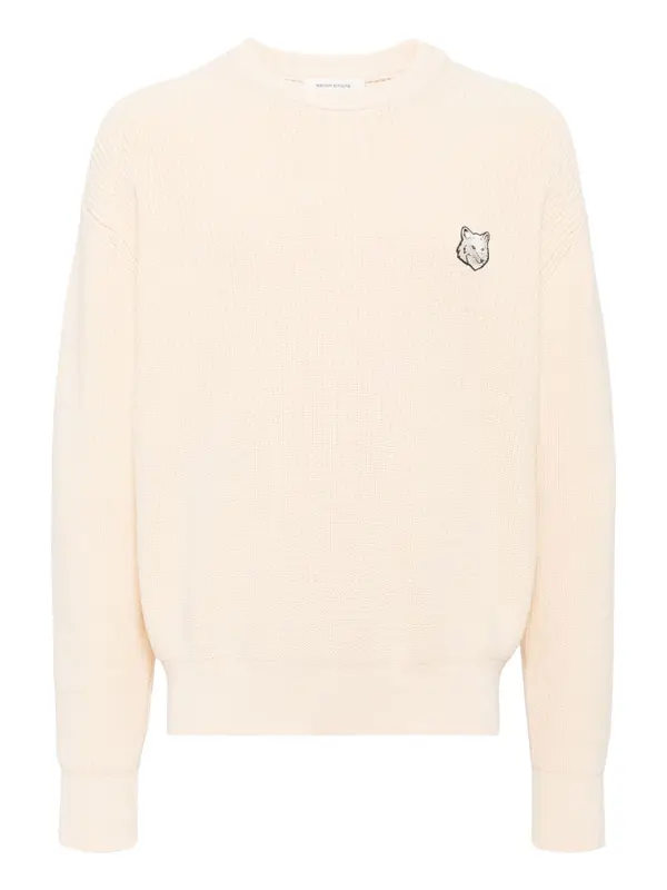 Maison Kitsuné Signature Fox Embroidery Knitted Jumper - Neutrals