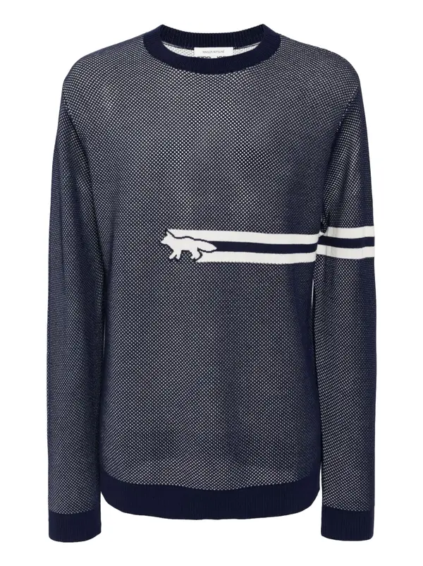 Maison Kitsuné Flash Fox Mesh Jumper - Blue