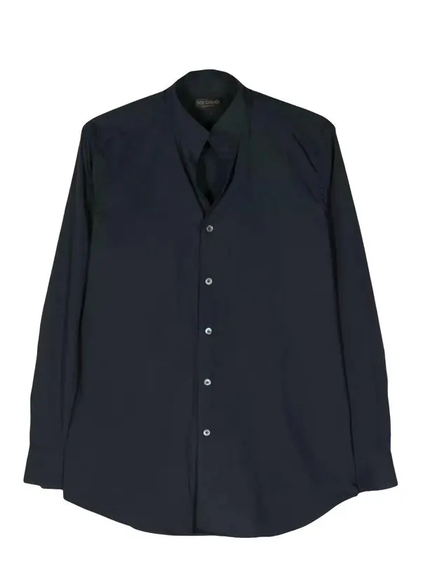 DELL'OGLIO Stand-up Collar Buttoned Shirt - Blue