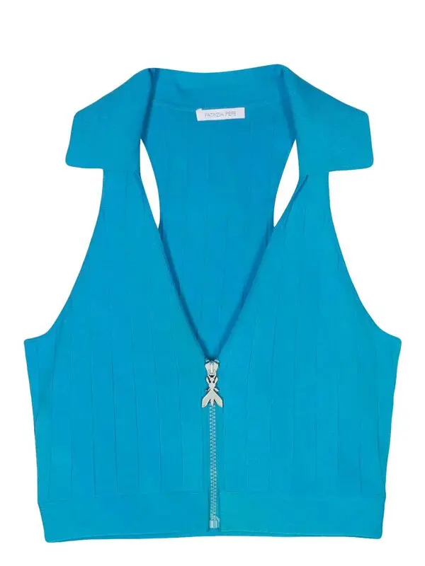 Patrizia Pepe Ribbed Zip-up Tank Top - Blue