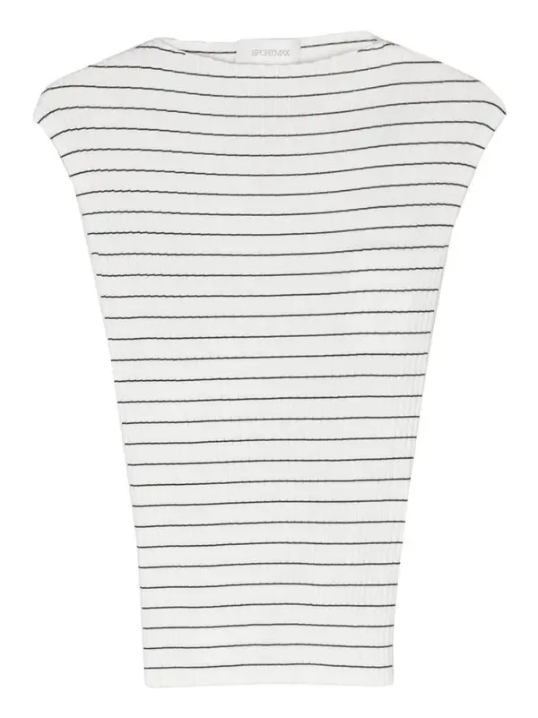 Sportmax Striped Ribbed-knit Top - White
