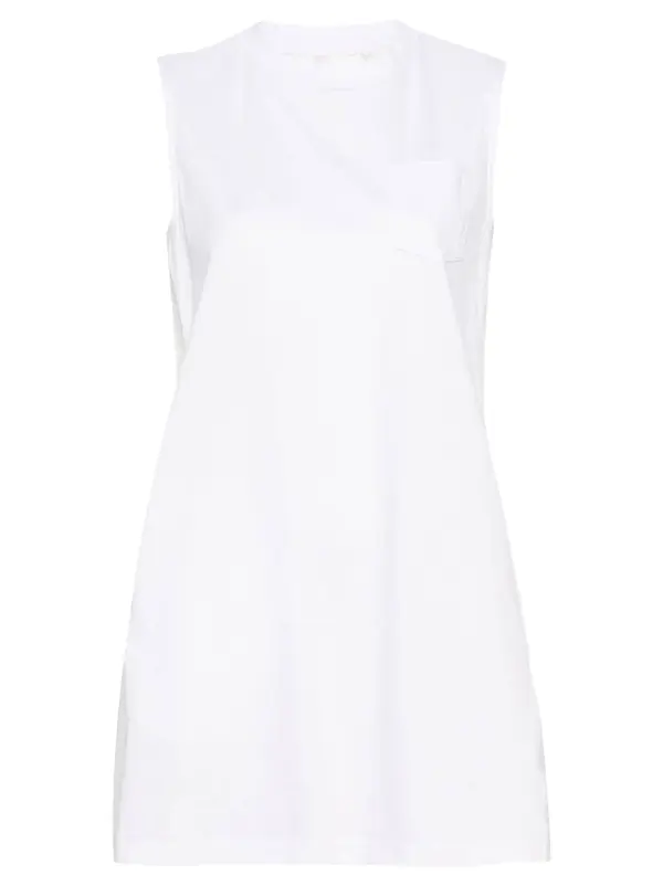 Sacai Pleat-detail Cotton Minidress - White