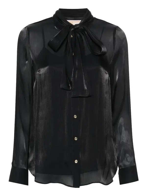 Michael Kors Crinkled Pussy-bow Shirt - Black