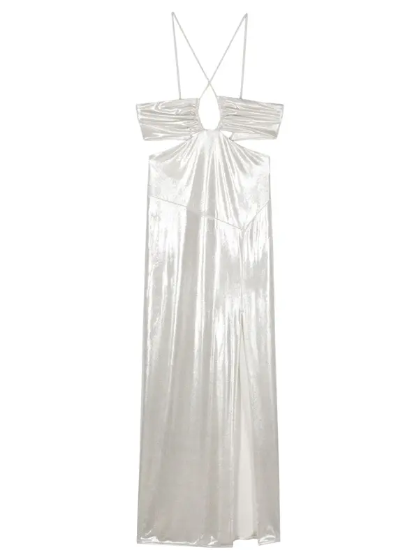 Patrizia Pepe Laminated Halterneck Midi Dress - White
