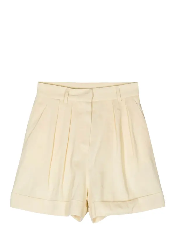 Andamane Pleated Linen-blend Thigh-length Shorts - Yellow