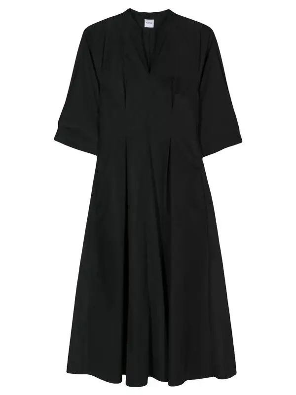 Aspesi Poplin Flared Maxi Dress - Black