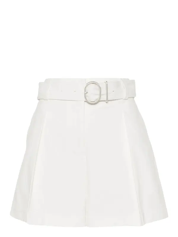 JIL SANDER Pleated Cotton Shorts - White