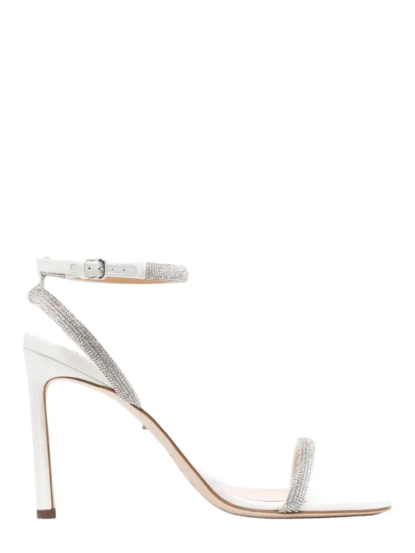 SERGIO ROSSI 100mm Rhinestone-embellished Satin Sandals - Silver