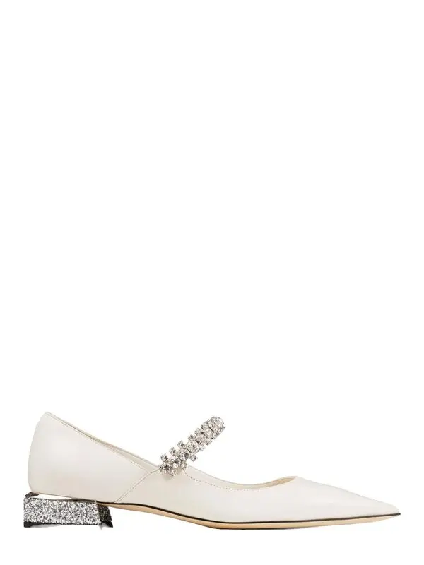 JIMMY CHOO Bing Crystal-strap Ballerinas - White