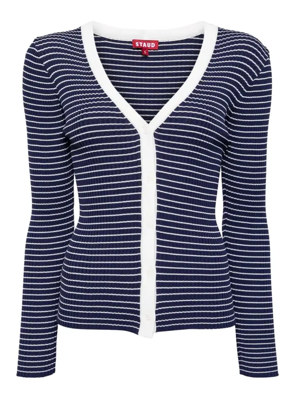 Staud Striped Cargo Cardigan - Blue