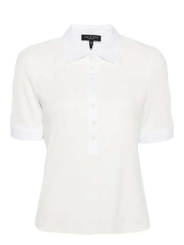 Rag & Bone Ribbed Cotton-modal Blend Polo Shirt - White