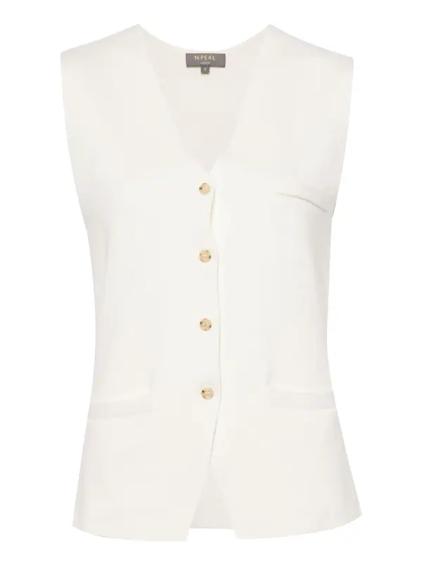 N.peal Mila Cotton-blend Waistcoat - Neutrals