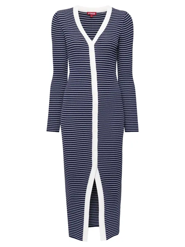Staud Shoko Striped Ribbed Dress - Blue