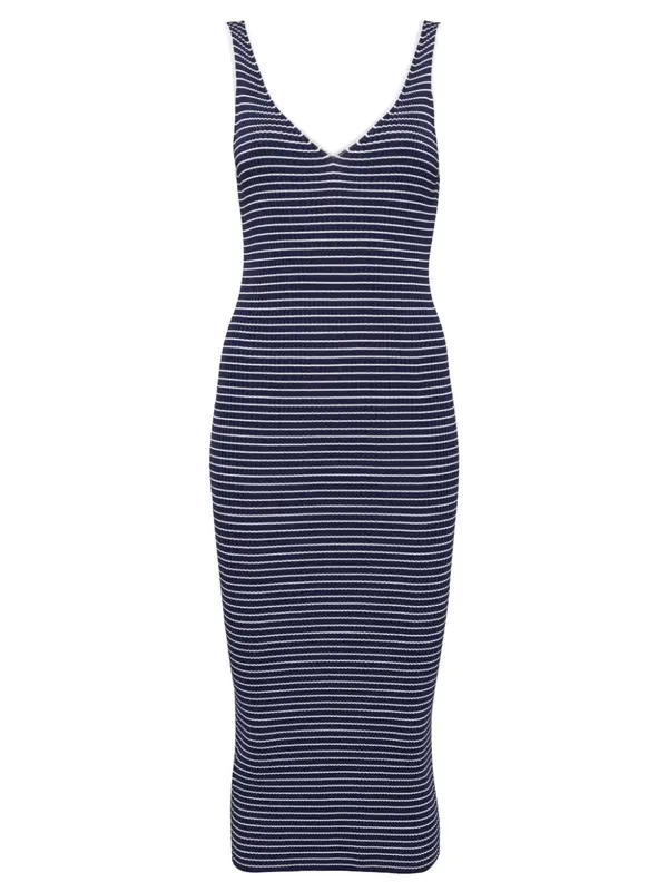 Staud Dana Striped Ribbed Dress - Blue