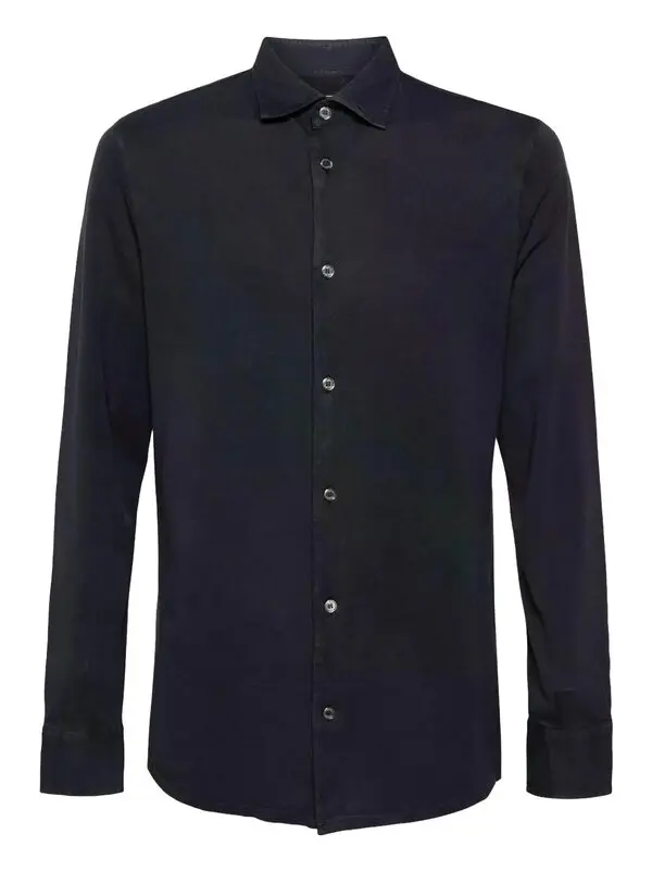 Fedeli Piqué Cotton Shirt - Blue