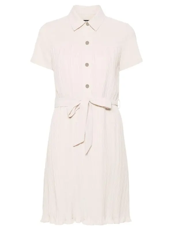 Dkny Belted Plissé Mini Dress - Neutrals