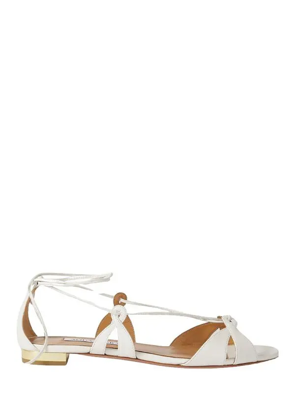 AQUAZZURA Cala Di Volpe Leather Sandals - White