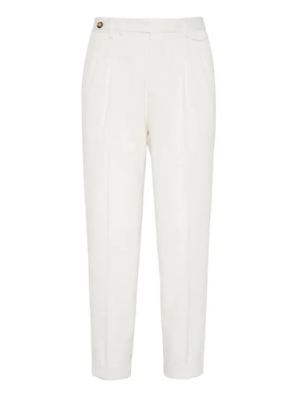 Brunello Cucinelli High-waist Tapered Trousers - White