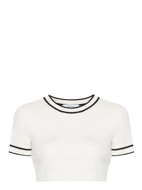 Max Mara Uscio Fine-knit Crop Top - White