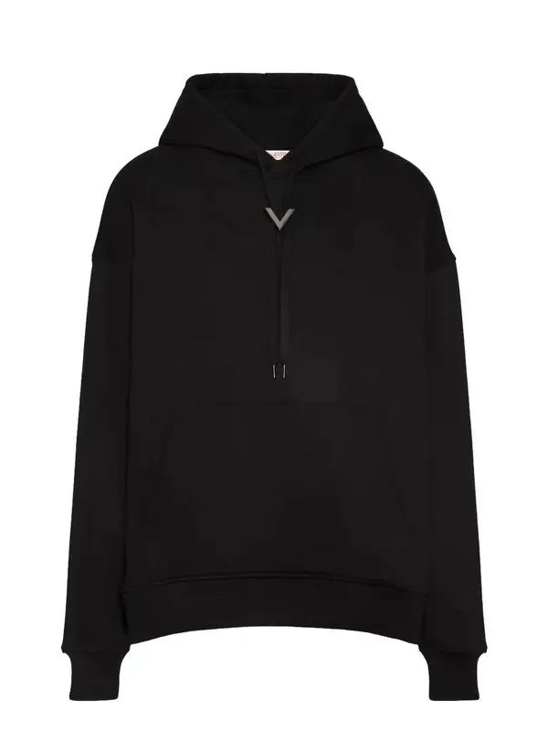 Valentino Garavani V-logo Plaque Hoodie - Black