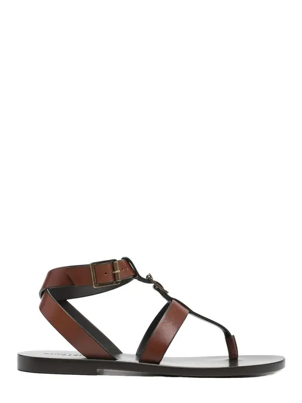 Saint Laurent Hardy Buckled Leather Sandals - Brown