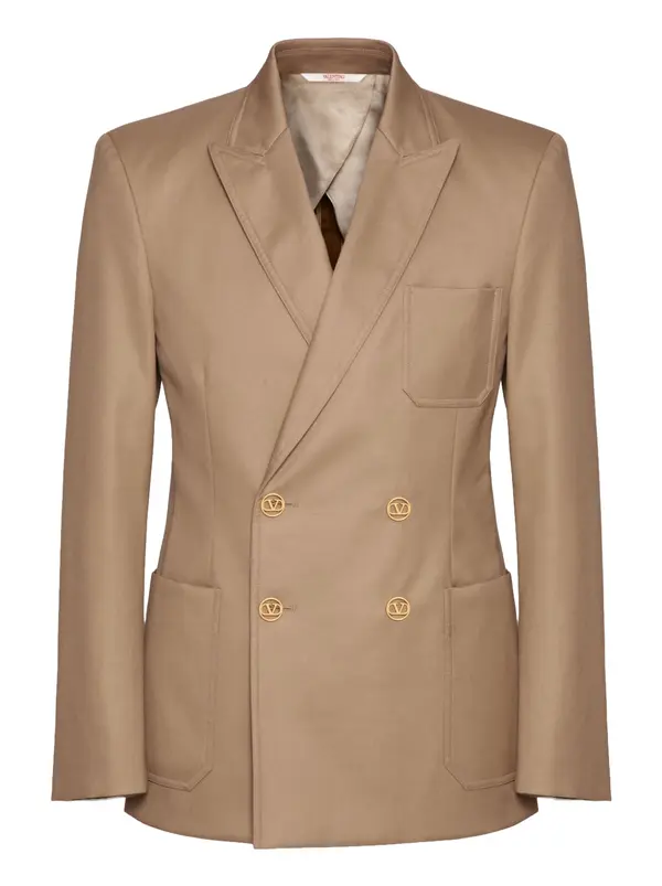 Valentino Garavani Double-breasted Cotton Blazer - Neutrals