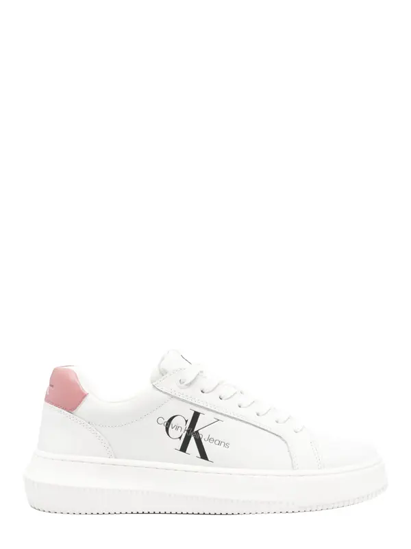 Calvin Klein Logo-print Leather Sneakers - White